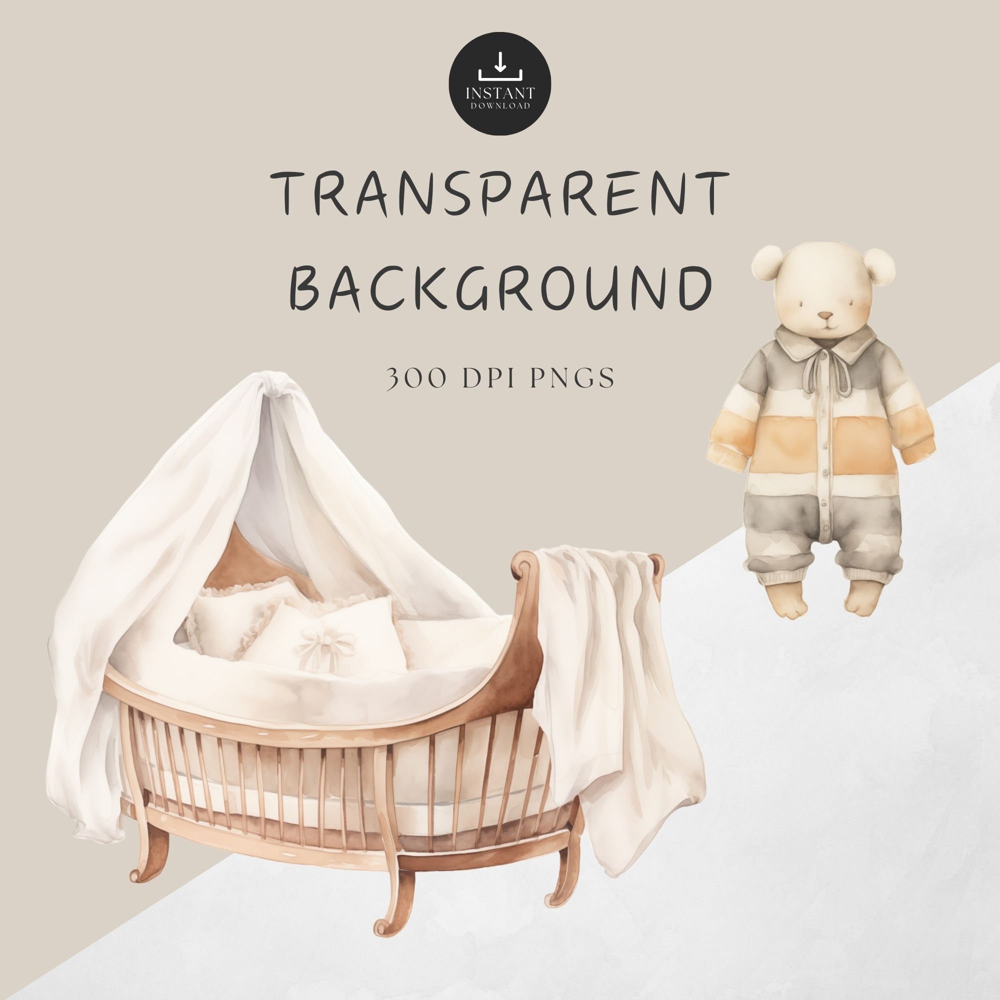 Neutral Baby Clipart Gift Set White Gender Neutral Newborn Clipart ...