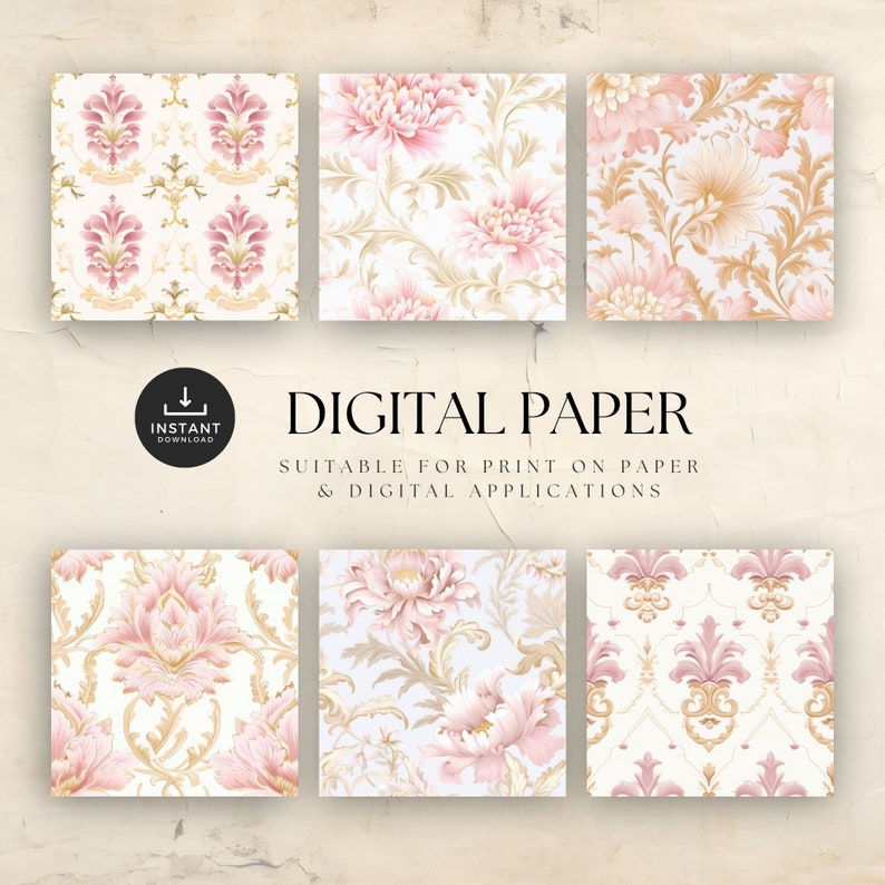 Regency Era Pattern in Pastel Pink, Seamless Background Jpg in Soft ...