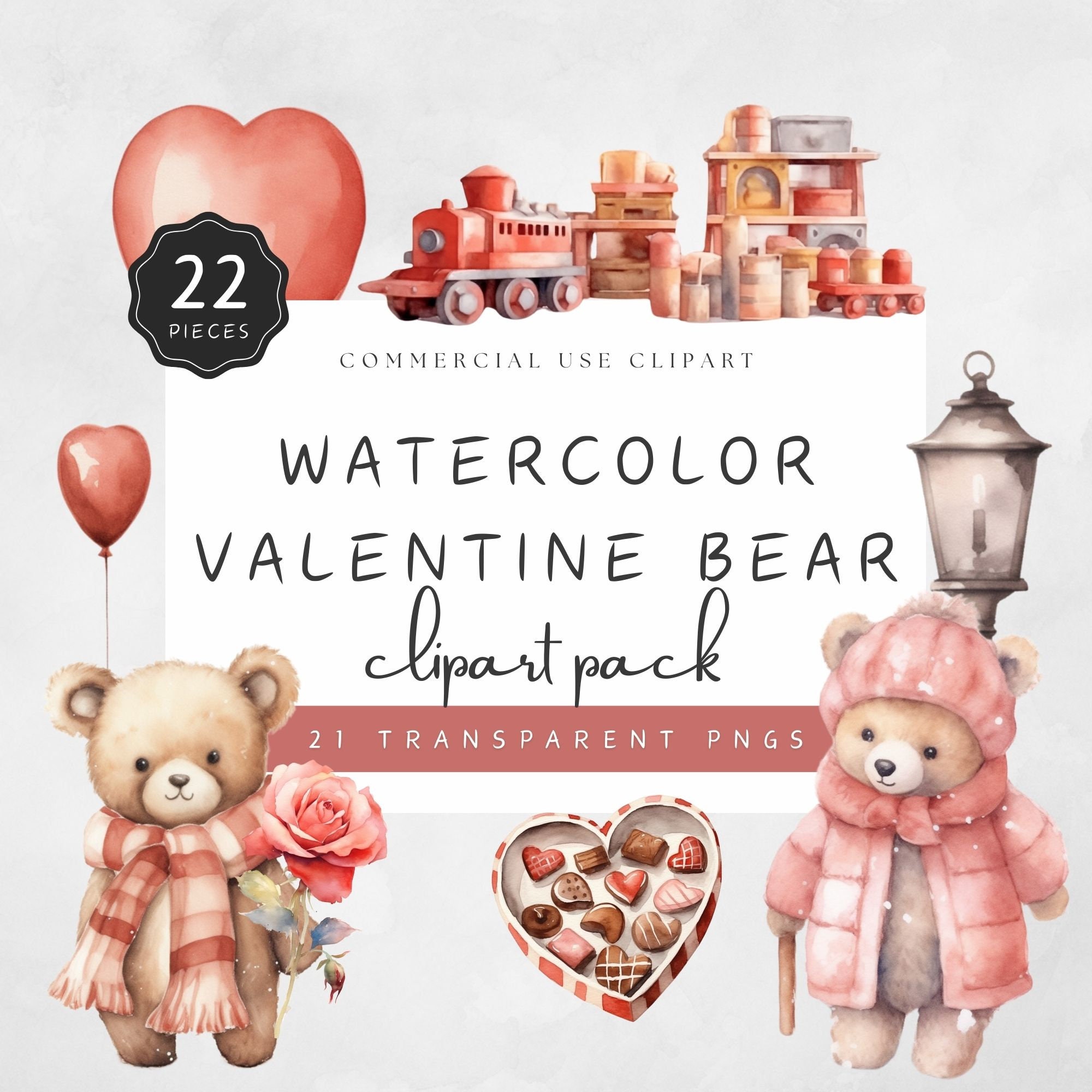 Pink Valentine Bear Clipart Pack Free Valentines Cute Winter Teddy Set ...