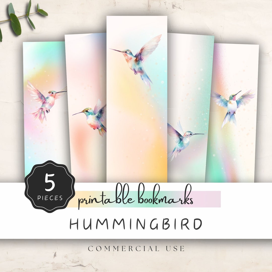 Hummingbird Printable Bookmark, Watercolor Cute Rainbow Bookmarks for ...