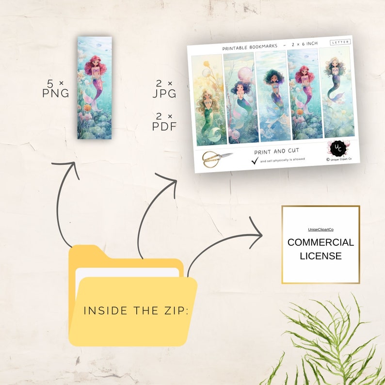 Mermaids Printable Bookmark, Watercolor Cute Bookmarks Colored Bottom ...