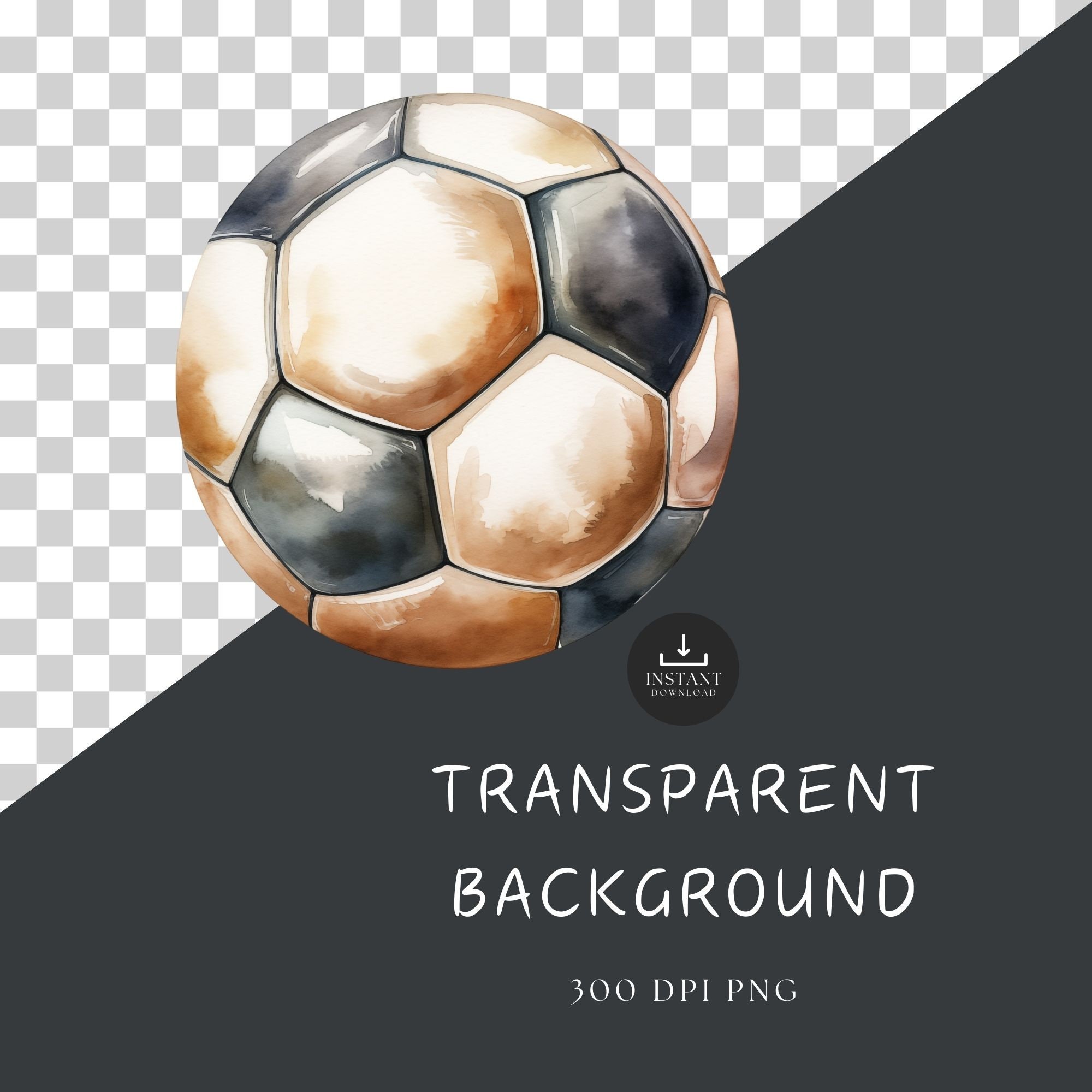 Watercolor Soccer Ball Png, Classic Sports Clipart Illustration ...