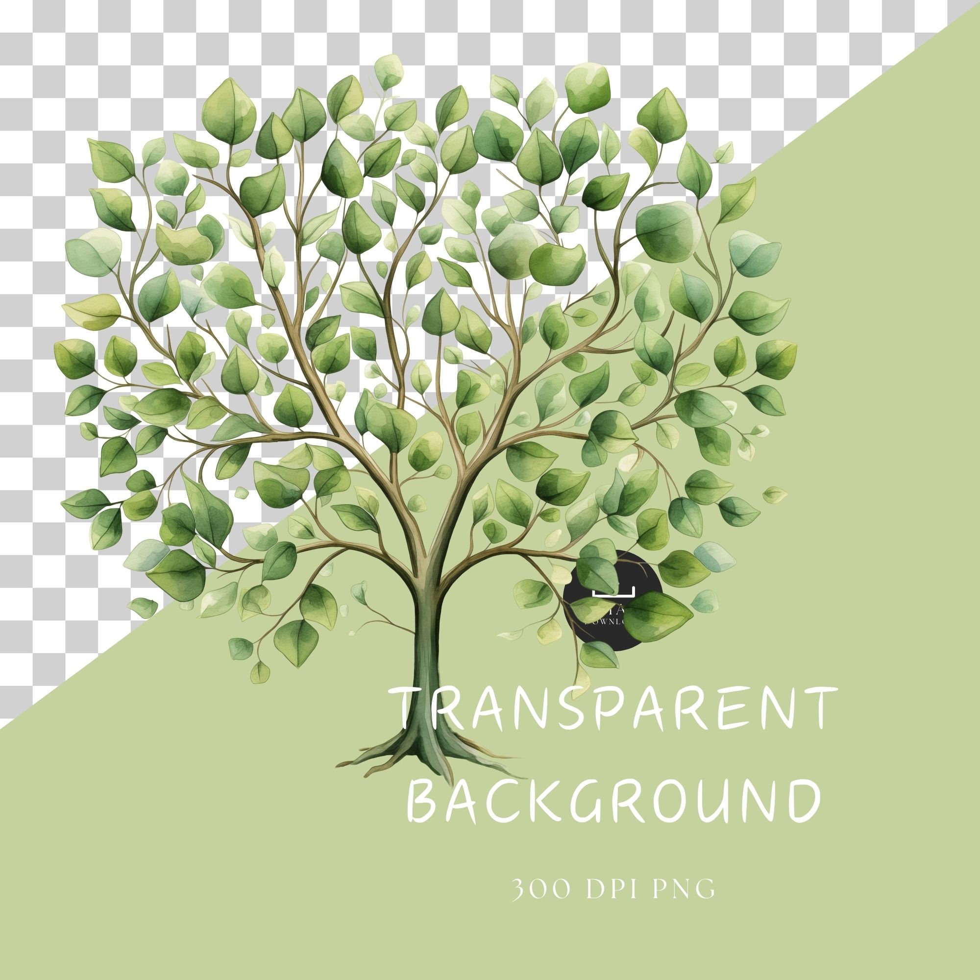 Family Tree of Life Clipart, Watercolor Illustration With Individual ...