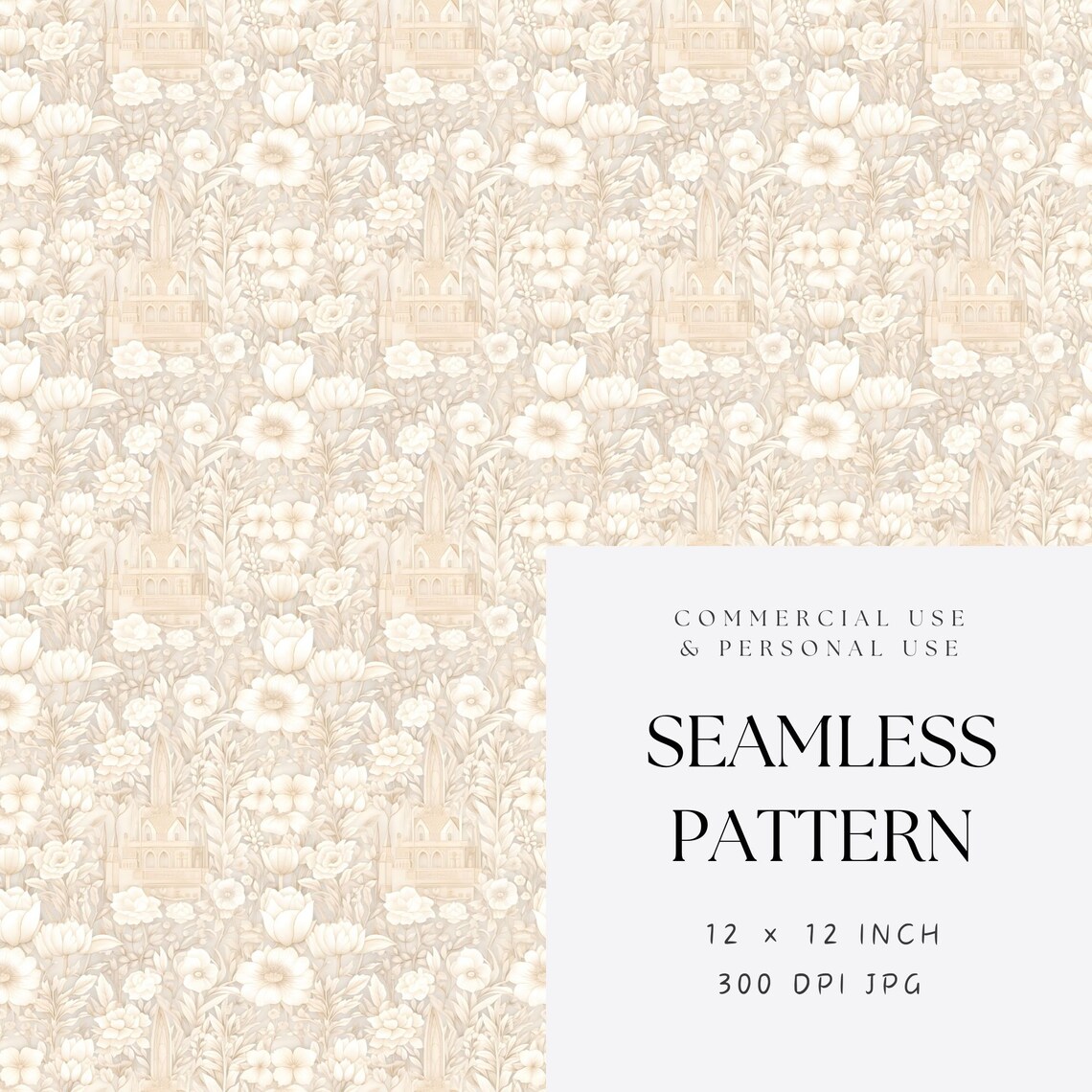 Floral Wedding Venue Digital Paper Pack, Set of 12 JPG Tile in Seamless ...