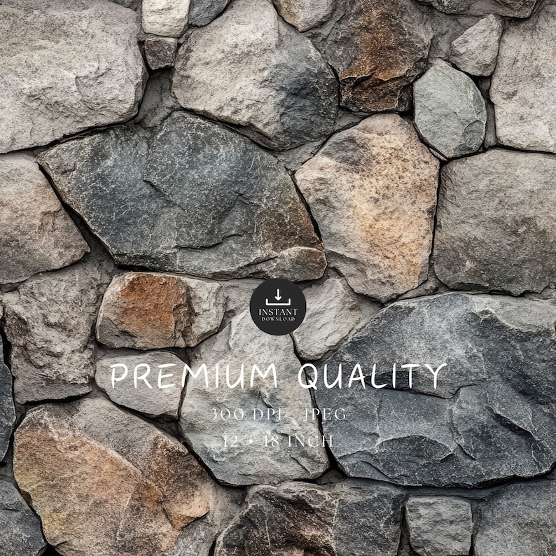Seamless English Rock Wall Texture, Digital Paper Pack of 12 ...