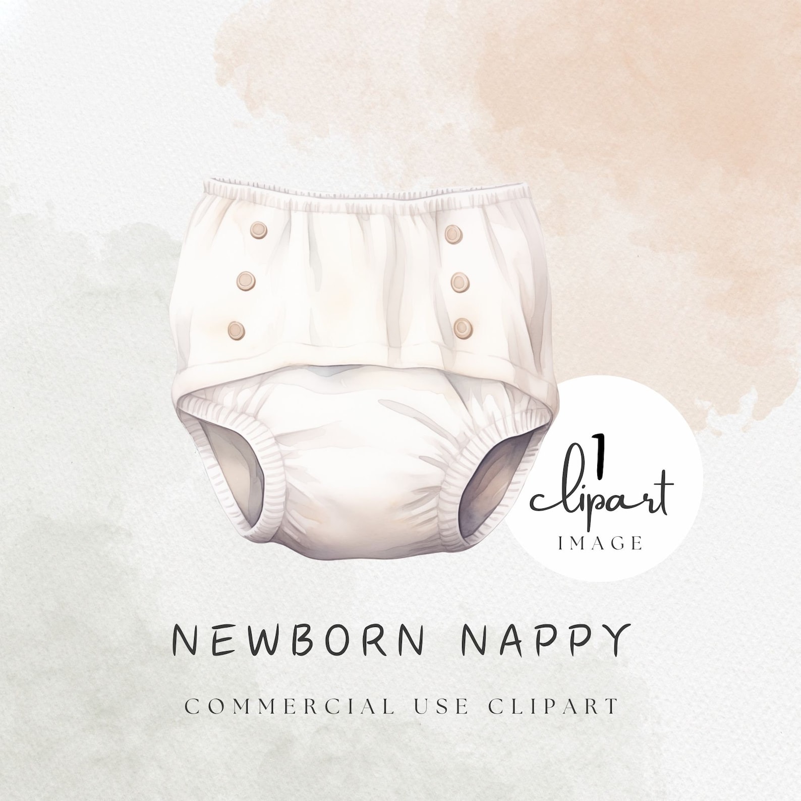 Diaper Clipart Cute Nappy Image in White for Newborn Baby PNG ...
