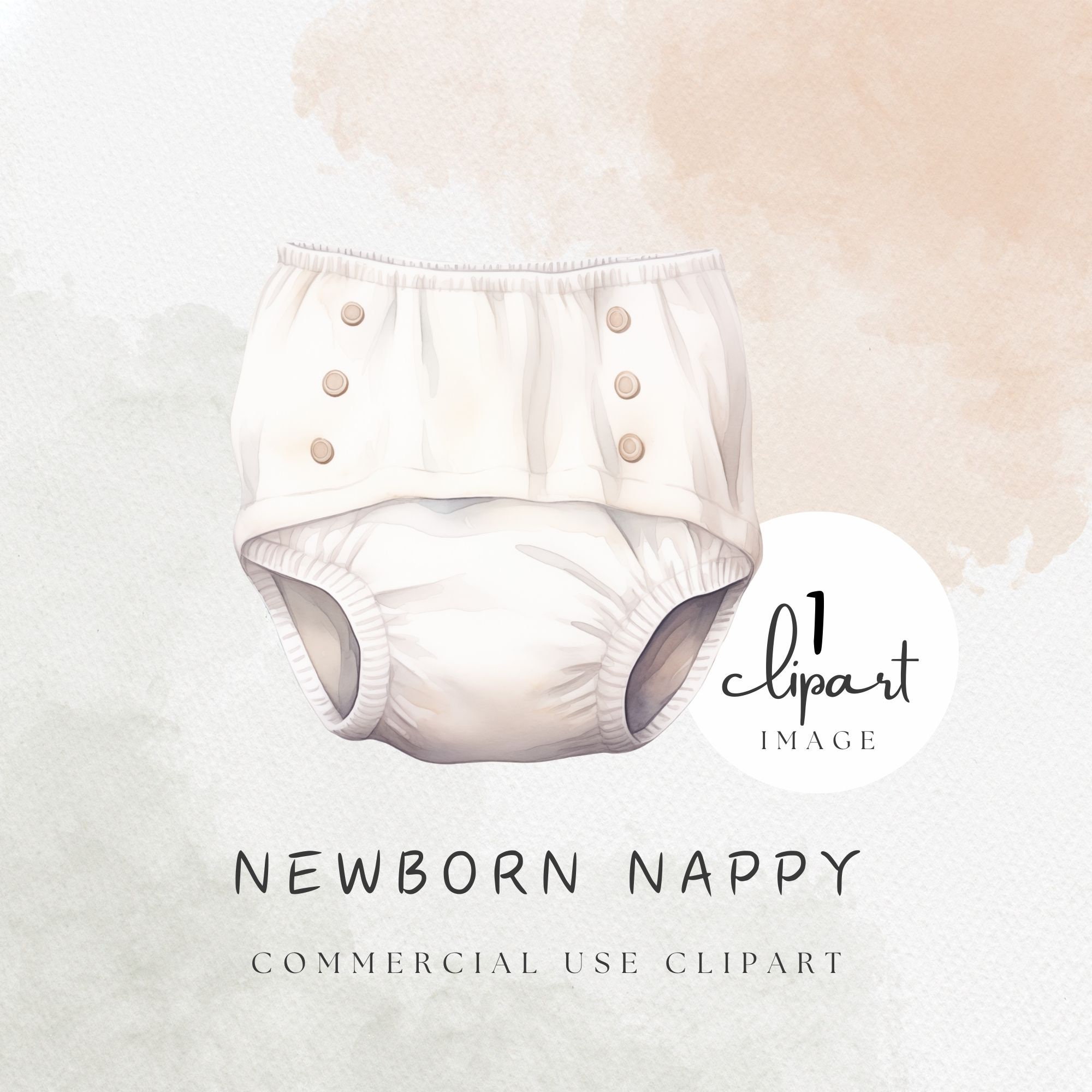 Diaper Clipart Cute Nappy Image in White for Newborn Baby PNG ...