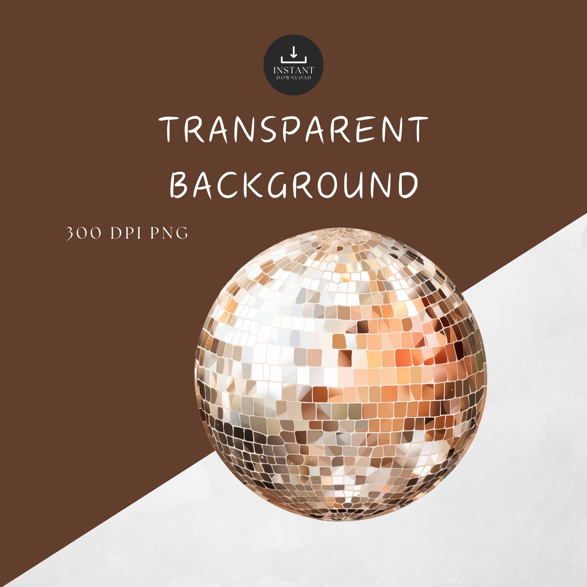 Mirror Ball Clipart Disco Ball Retro Dance Party Watercolor Clipart Image in Bronze Metallic ...