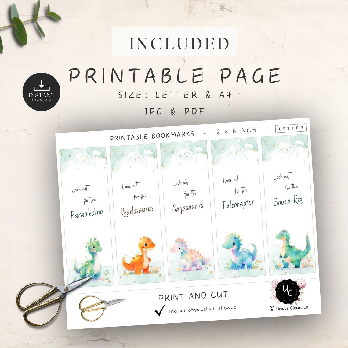 Dinosaur Printable Bookmark, Cute Inspirational Bookmarks for Kids, 5 ...