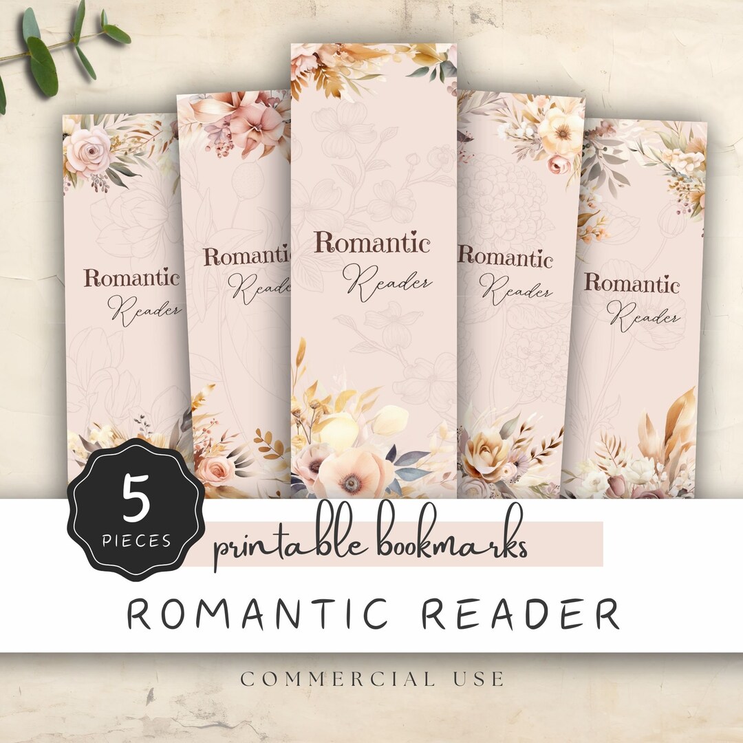 Romantic Printable Bookmark, Dried Florals Regency Era, Dusty Pink, 5 ...