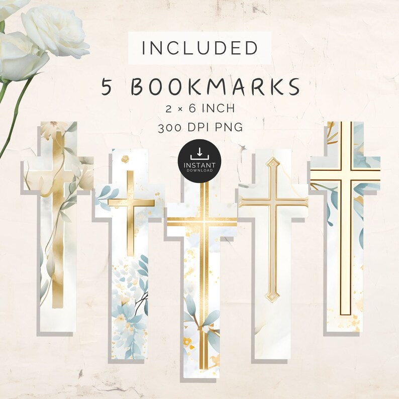 Gold Cross Printable Bookmark, Watercolor Religious Bookmarks in Pastel ...
