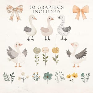 Silly Goose Clipart, Watercolor Quirky Animals, Funny Geese With ...