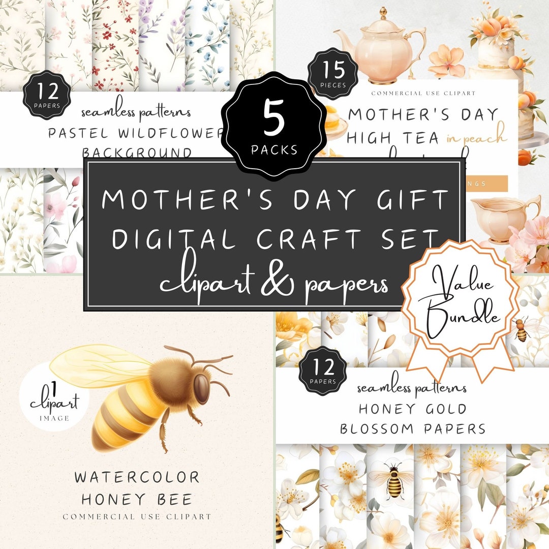 Mother's Day Gift Digital Craft Set Bundle of Clipart and Digital ...