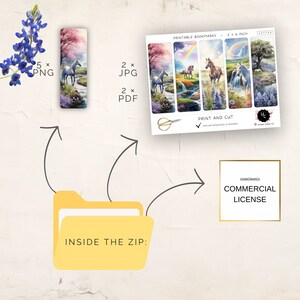 Horse Magic Printable Bookmark, Watercolor Cute Bookmarks Bluebonnet ...