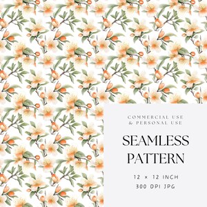 Peach Blossom Digital Papers, JPG Seamless Pattern, 2024 Natural Fruit ...