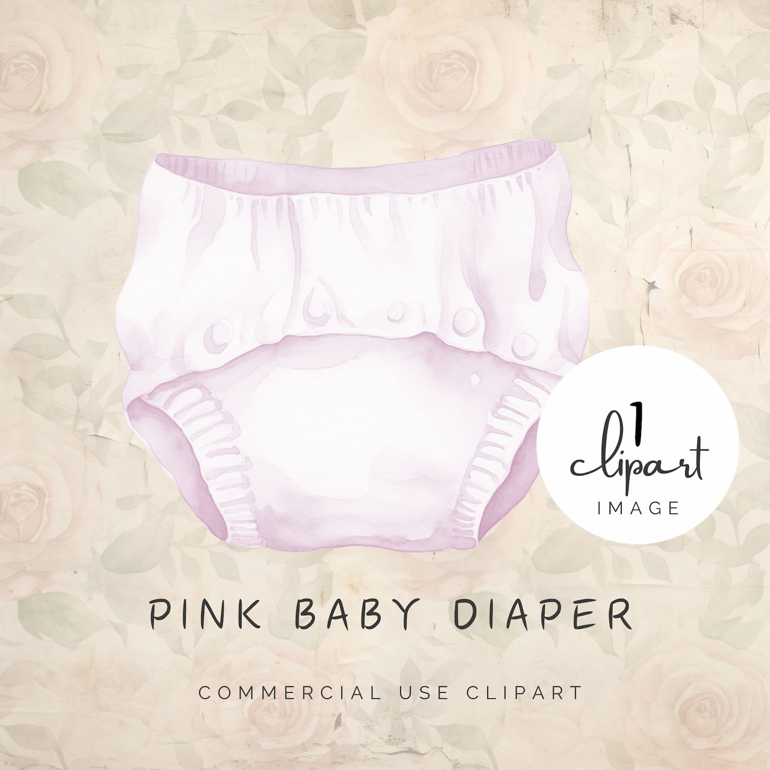 Pink Baby Diaper Png Clipart, Watercolor Newborn Nappy, for Girl Baby ...