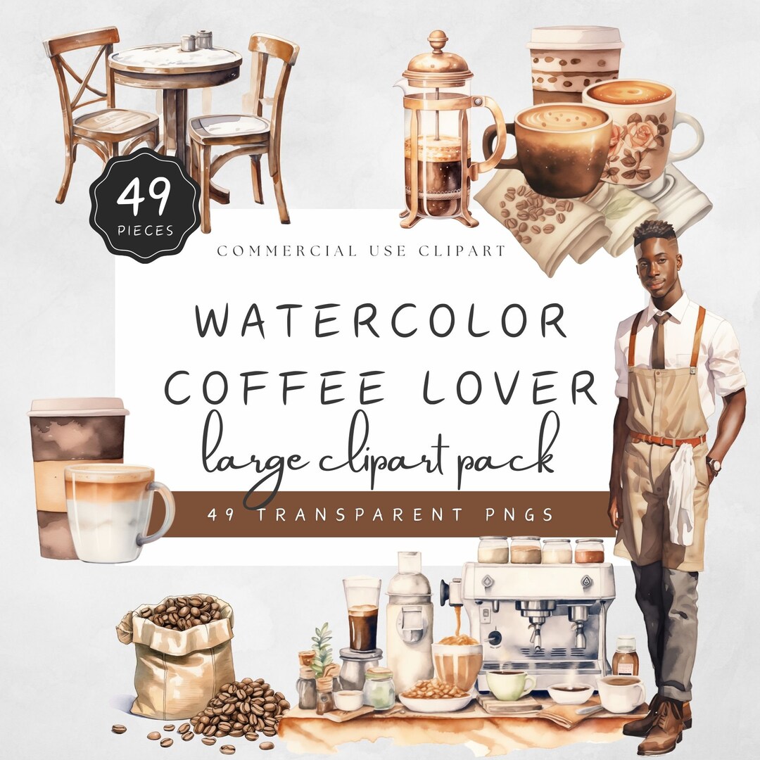 Coffee Clipart Watercolor Mug Cup Cappuccino Latte Lungo Espresso ...