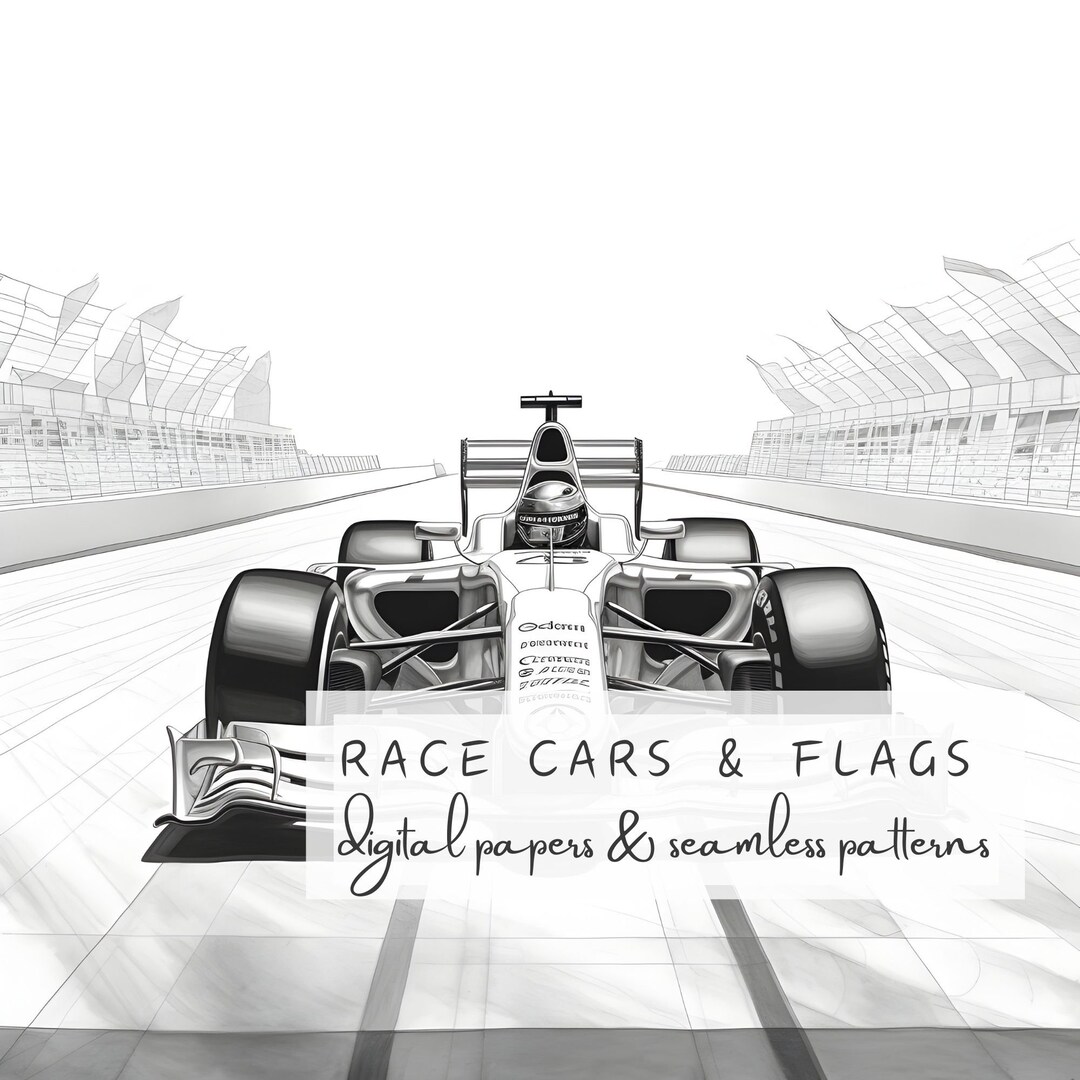 Race Cars Seamless Patterns and Digital Paper Formula Race Car Flag ...