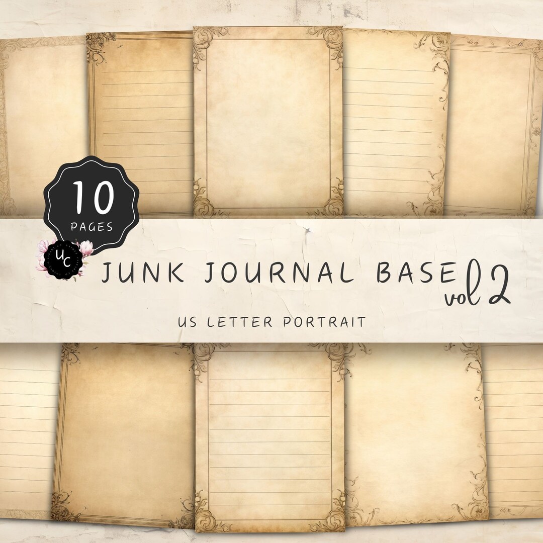 Junk Journal Portrait Base Template Vol2, US Letter 8,5 X 11 Inch Aged ...