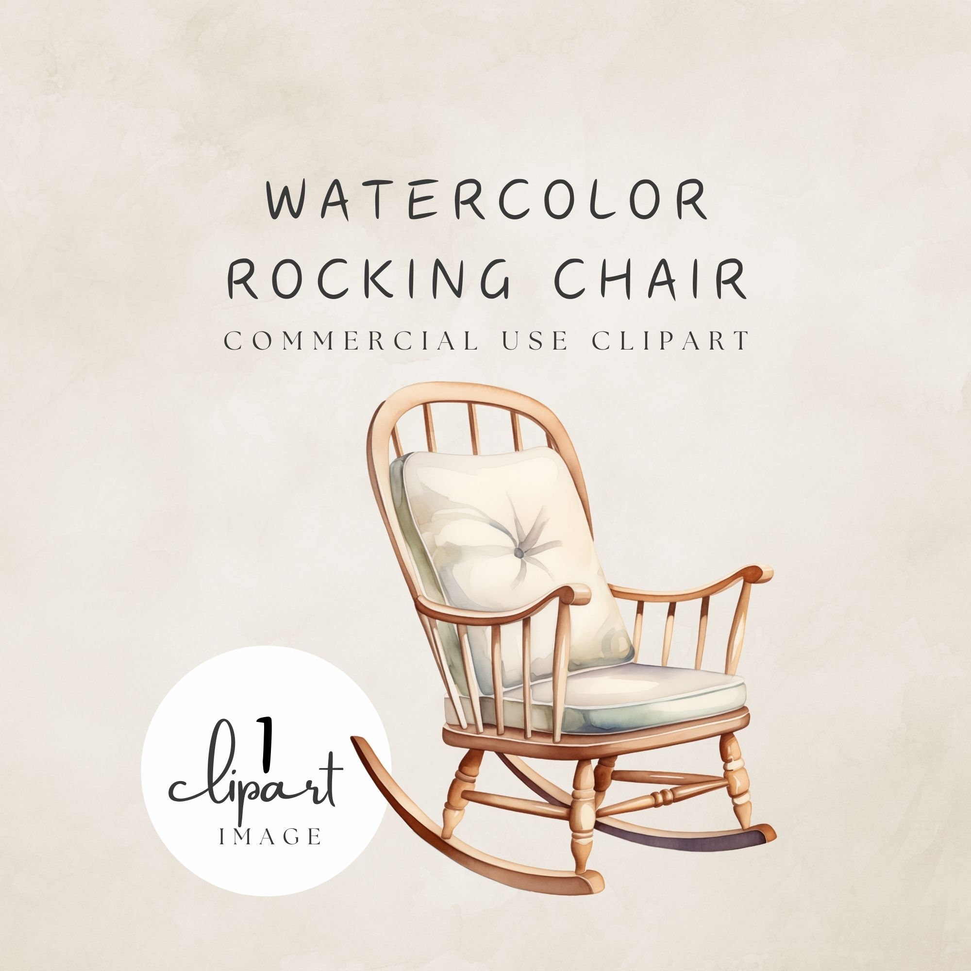 Rocking Chair Clipart Nursery Baby Clipart Neutral Soft Wood Watercolor ...