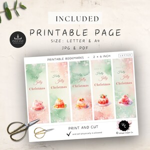 Christmas Jelly Printable Bookmark, Watercolor Green and Red Starry ...