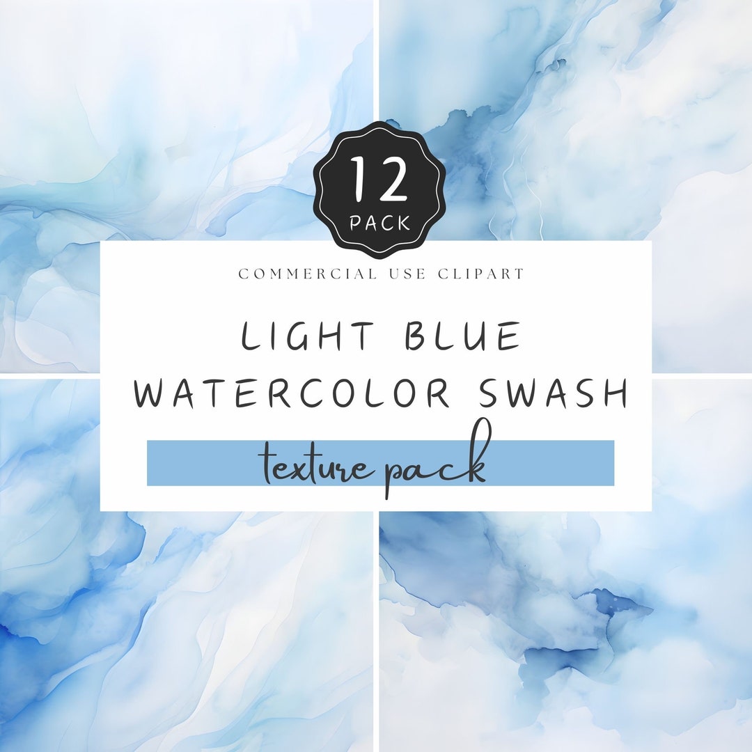 Light Blue Watercolor Swash Texture Pack, Baby Blue Background Digital ...