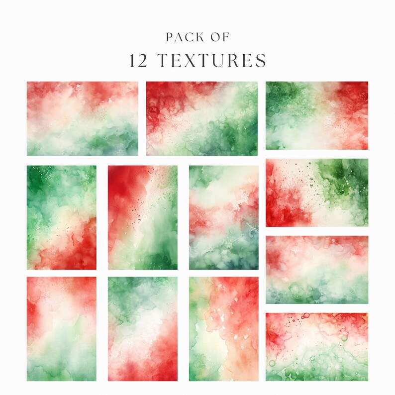 Christmas Background, Watercolor Splash Texture Pack, Green and Red ...