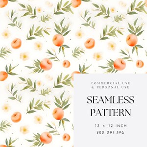 Peach Blossom Digital Papers, JPG Seamless Pattern, 2024 Natural Fruit ...