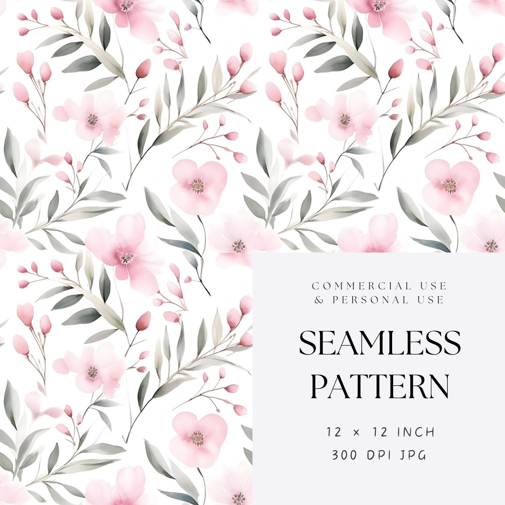 Pastel Wildflower Background JPG Watercolor Seamles Pattern Floral ...