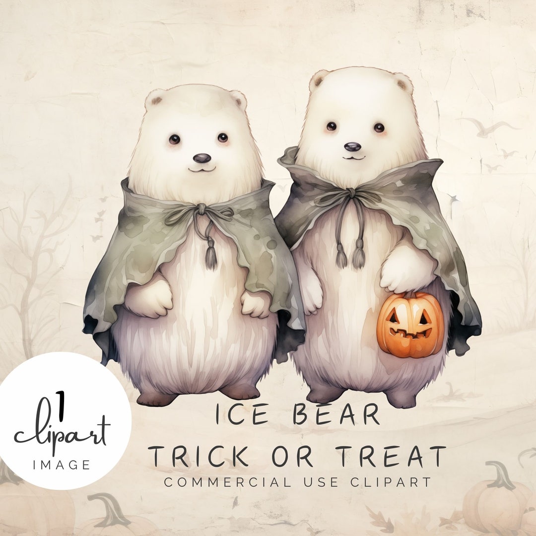 Ice Bear Trick or Treat Clipart, Halloween Watercolor Single Image ...