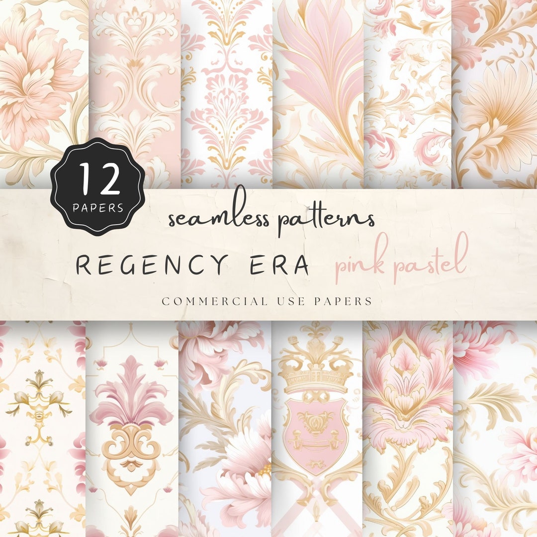Regency Era Pattern in Pastel Pink, Seamless Background Jpg in Soft ...