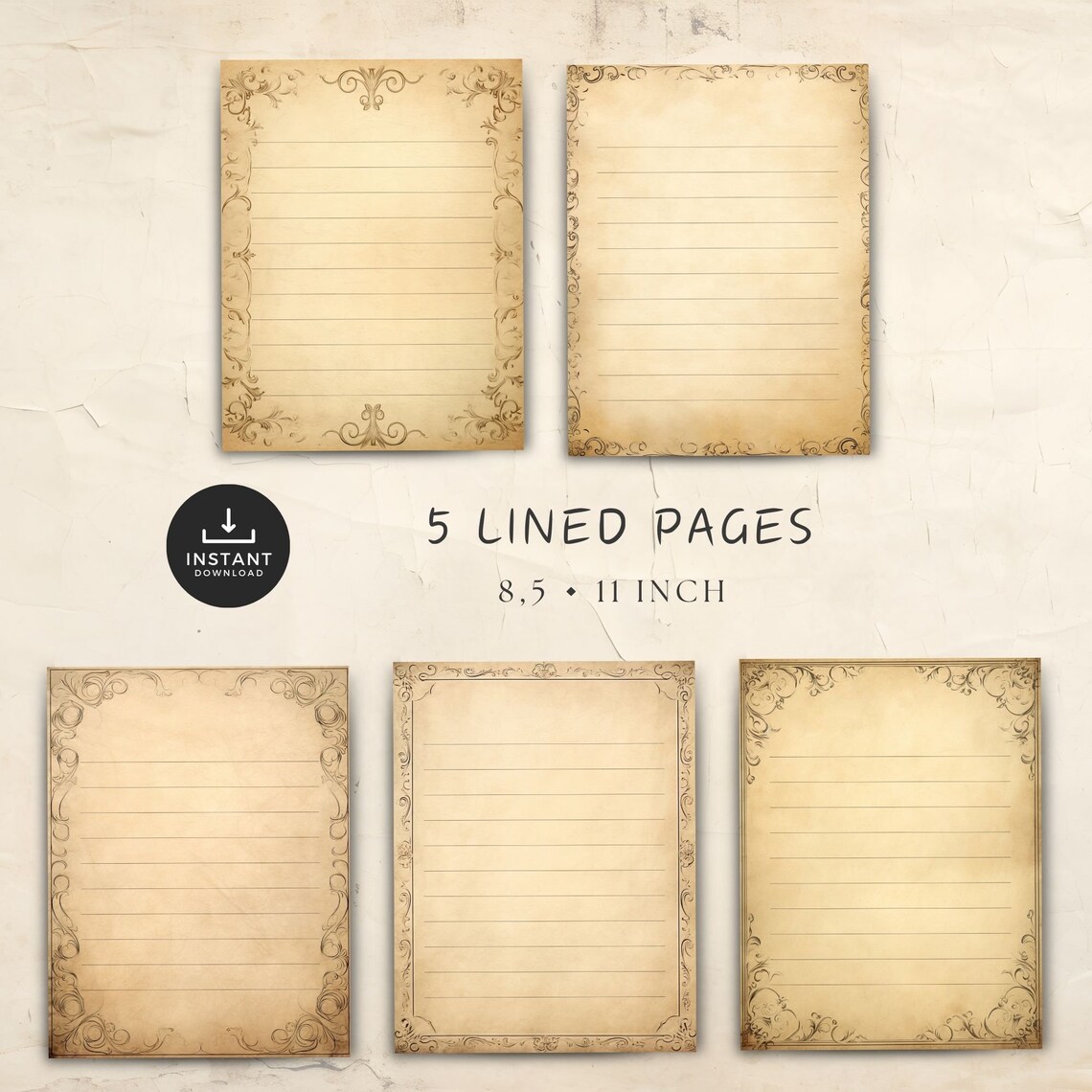 Junk Journal Base Portrait Template Vol1, US Letter 8,5 X 11 Inch Aged ...