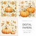 Fall Pumpkin Digital Paper, Vintage Watercolor Toile Inspired Autumn ...