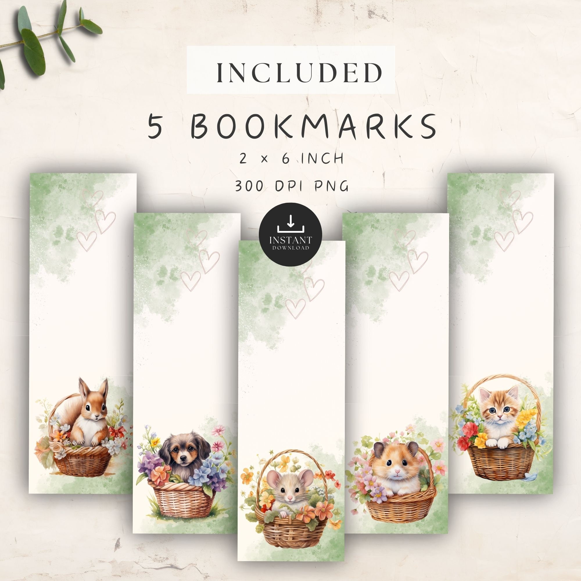 Furry Baskets Printable Bookmark, Cute Pets in Floral Wicker, Lovely ...