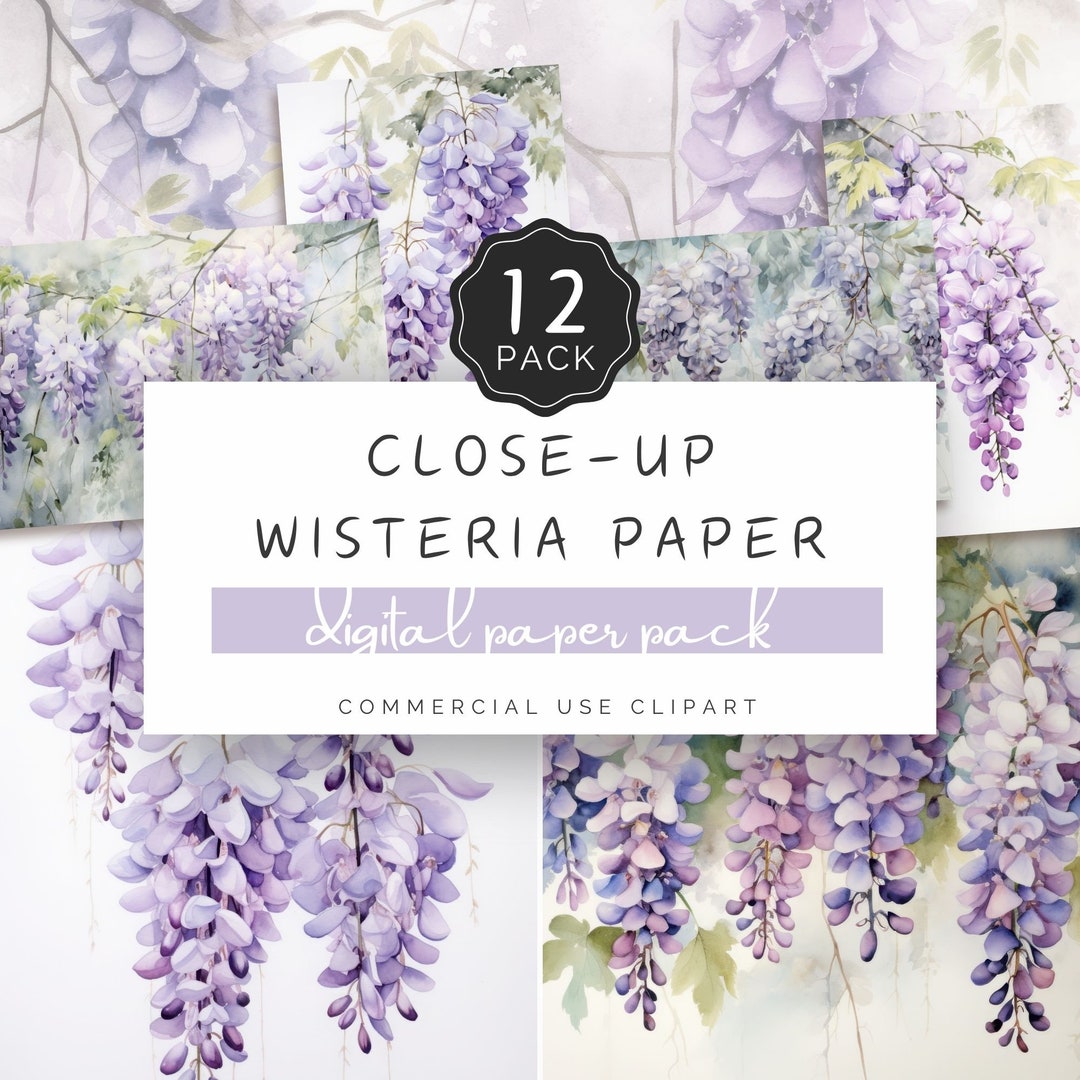 Wisteria Digital Paper Jpg, Watercolor Texture Background, Close up ...