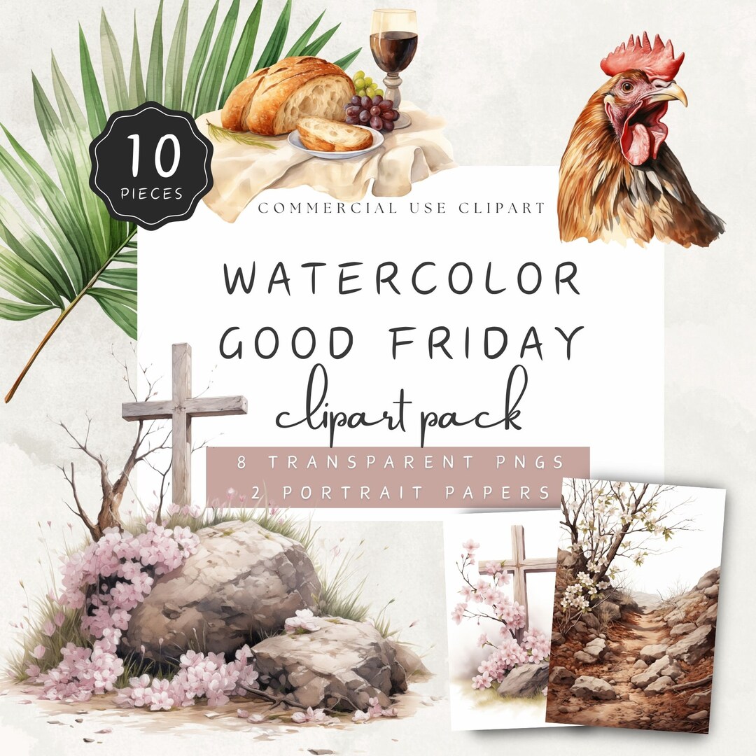 Good Friday Clipart, Watercolor Holy Week Illustration, Last Supper ...
