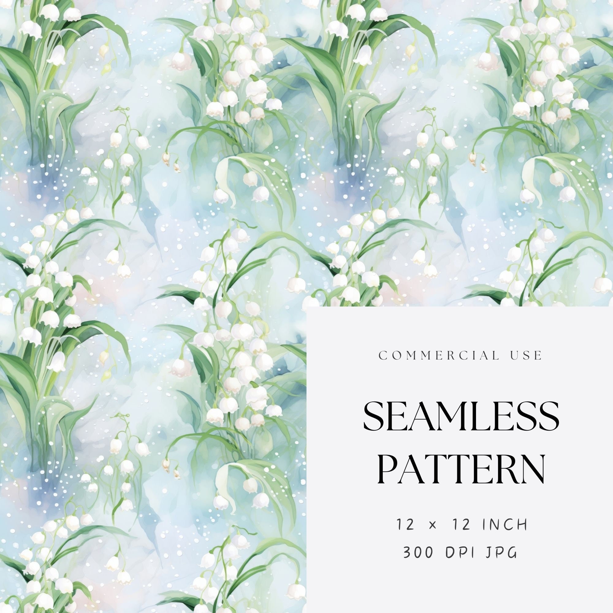 Lily of the Valley Digital Paper Seamless JPG, Watercolor Flower in ...