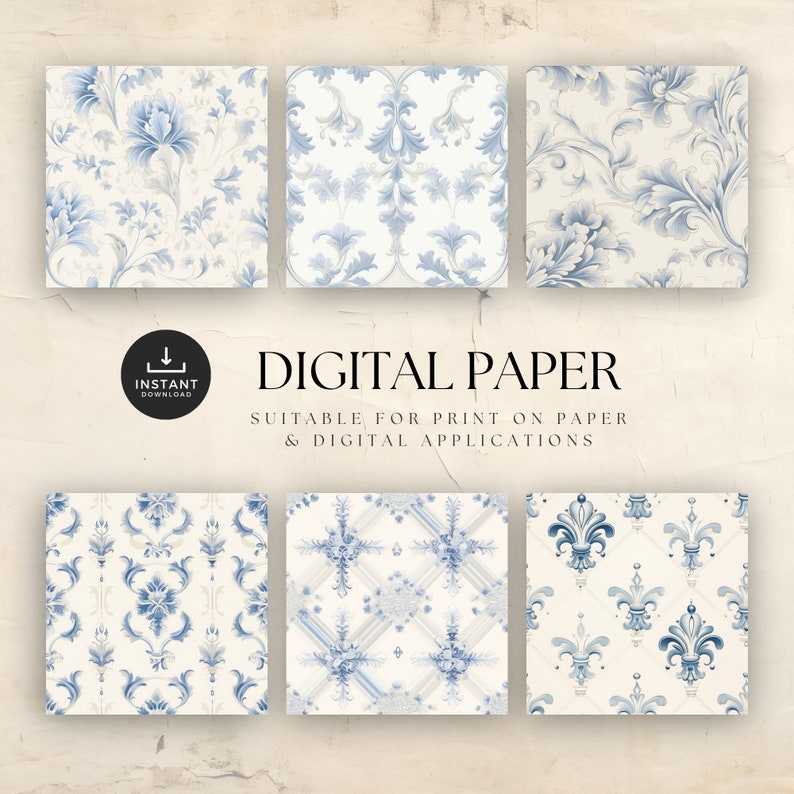 Regency Era Pattern in Pastel Blue, Seamless Background Jpg in Soft ...