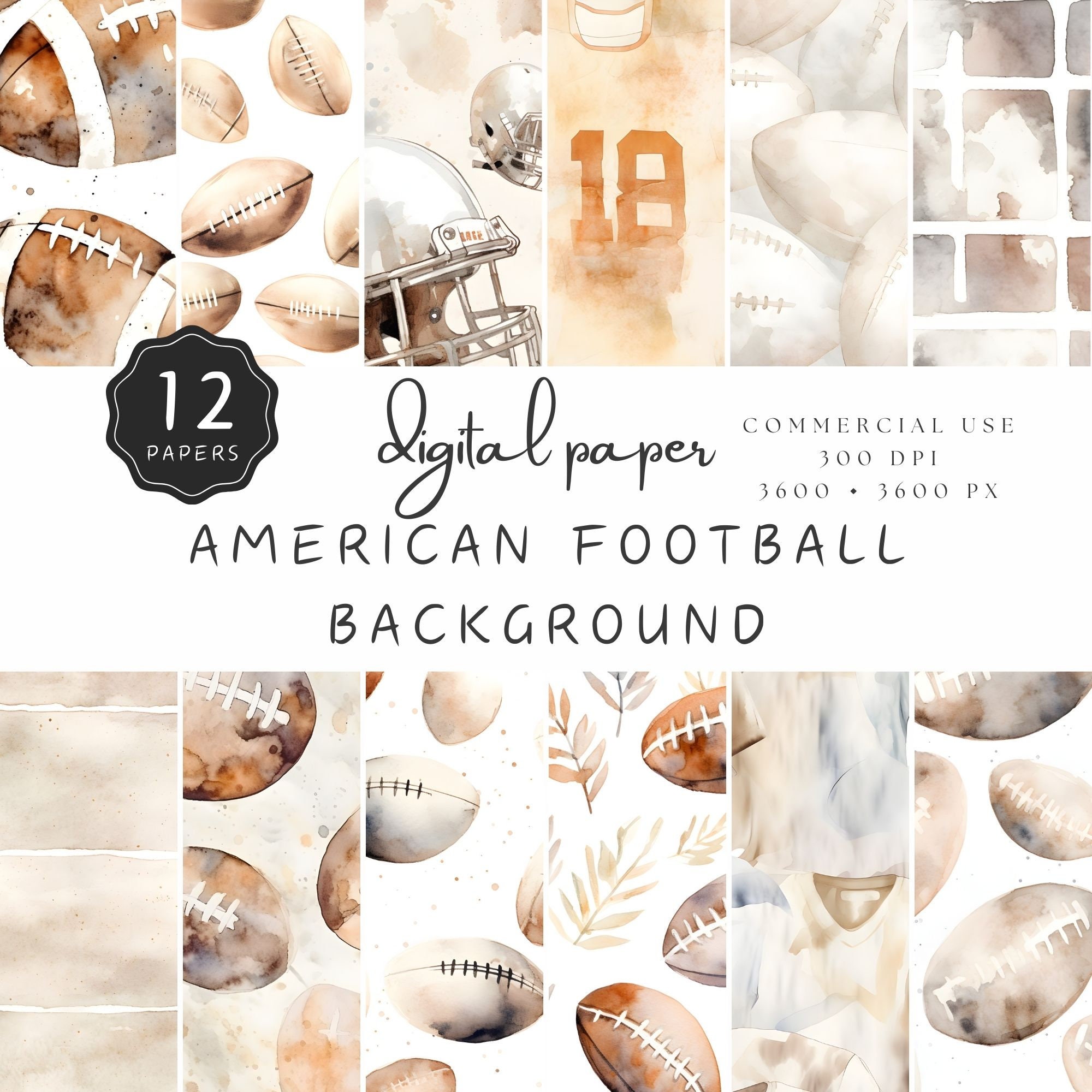 Football Background, American Football Digital Paper, Seamless Pattern ...