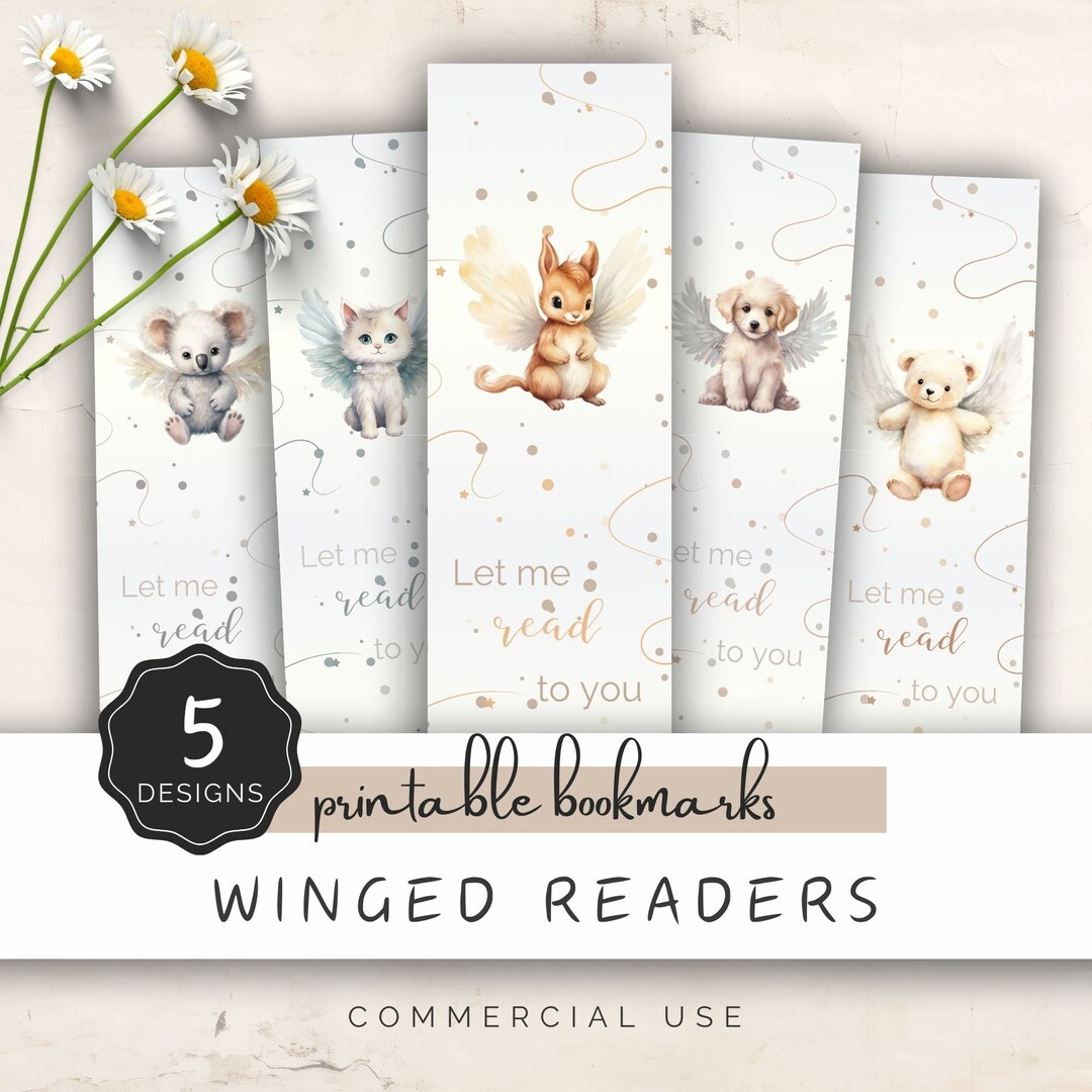 Winged Readers Printable Bookmark, Watercolor Cute Bookmarks Animals ...