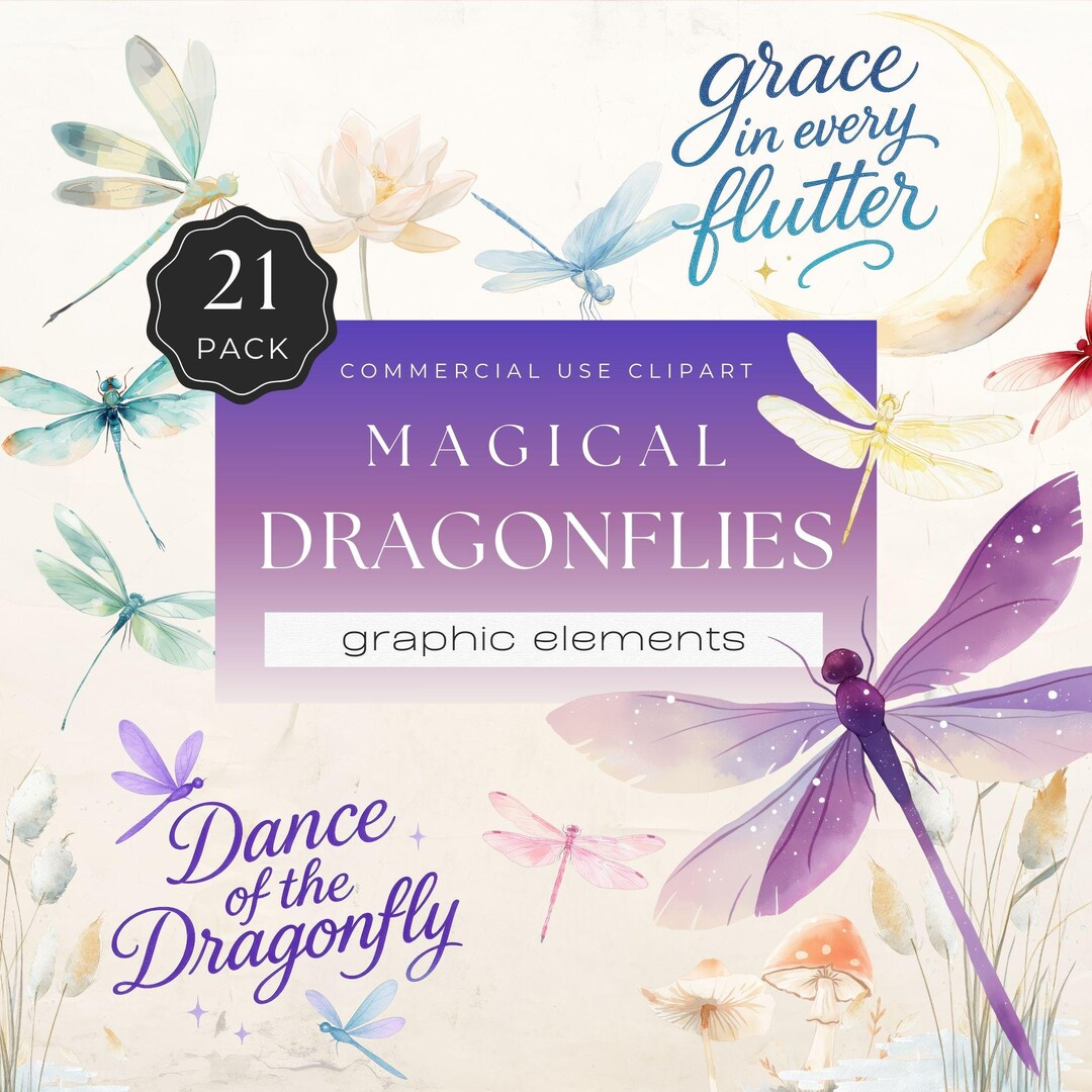 Dragonfly Clipart, Magical Dragonflies Png, Watercolor Mystical ...