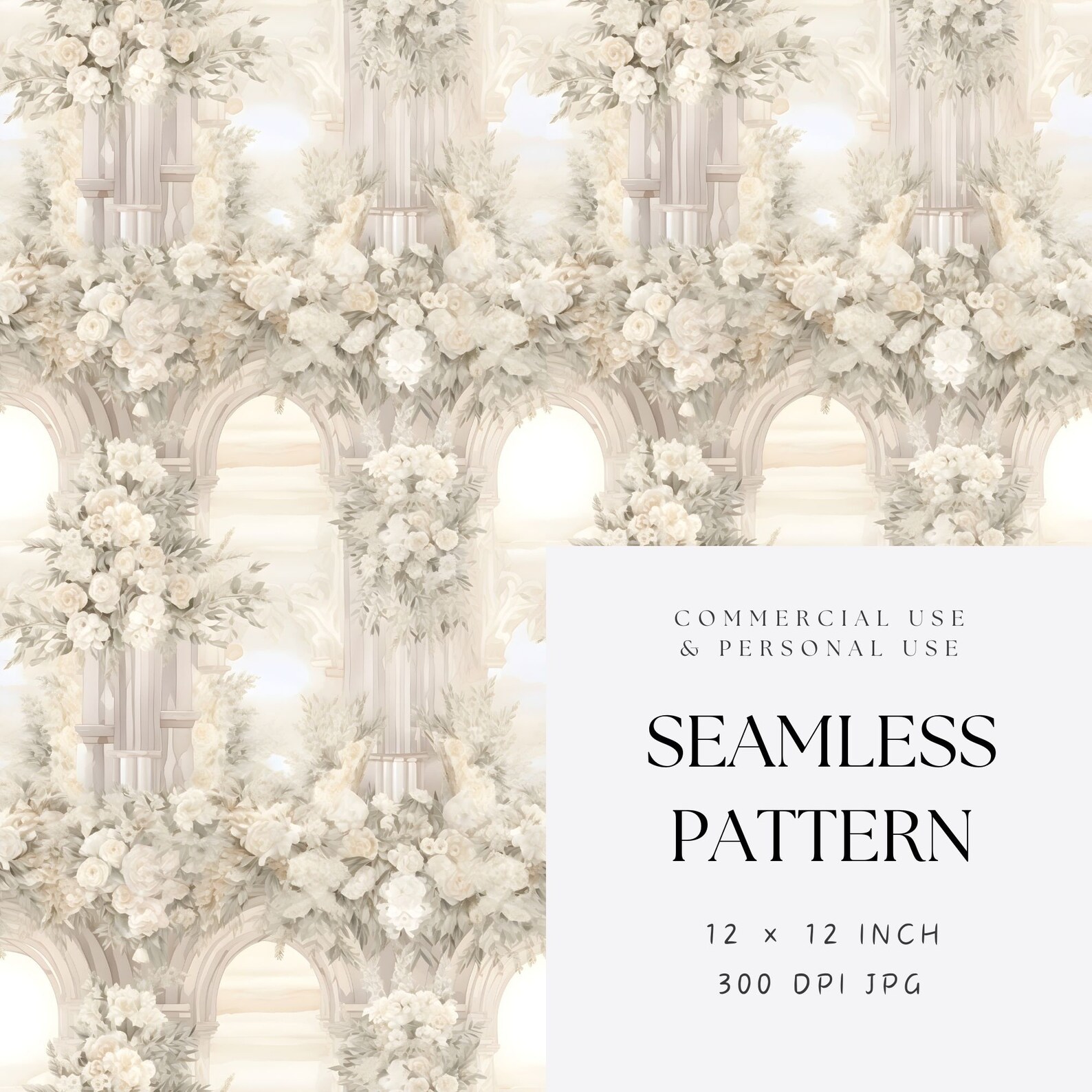 Floral Arches Digital Paper Pack, Wedding Arch Set of 12 JPG Tile in ...
