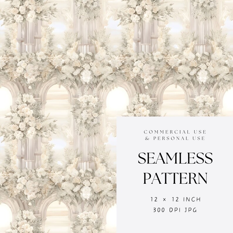 Floral Arches Digital Paper Pack, Wedding Arch Set of 12 JPG Tile in ...