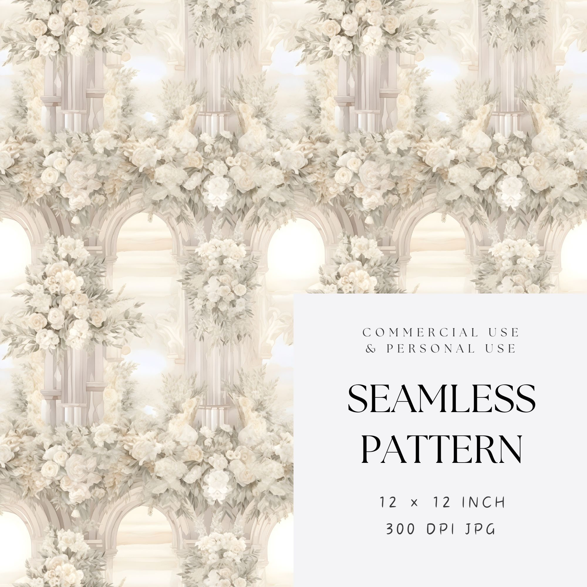 Floral Arches Digital Paper Pack, Wedding Arch Set of 12 JPG Tile in ...