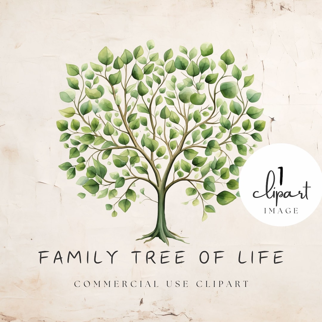 Family Tree of Life Clipart, Watercolor Illustration With Individual ...