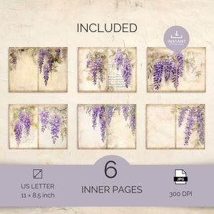 Wisteria Junk Journal Pages "vintage Wisteria" - Volume 1 - 6 Piece ...