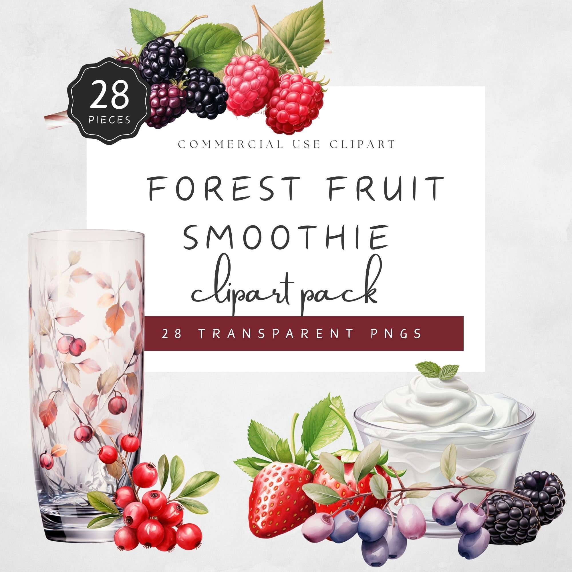 Forest Fruit Clipart Smoothie Watercolor Image PNG Blackberries ...