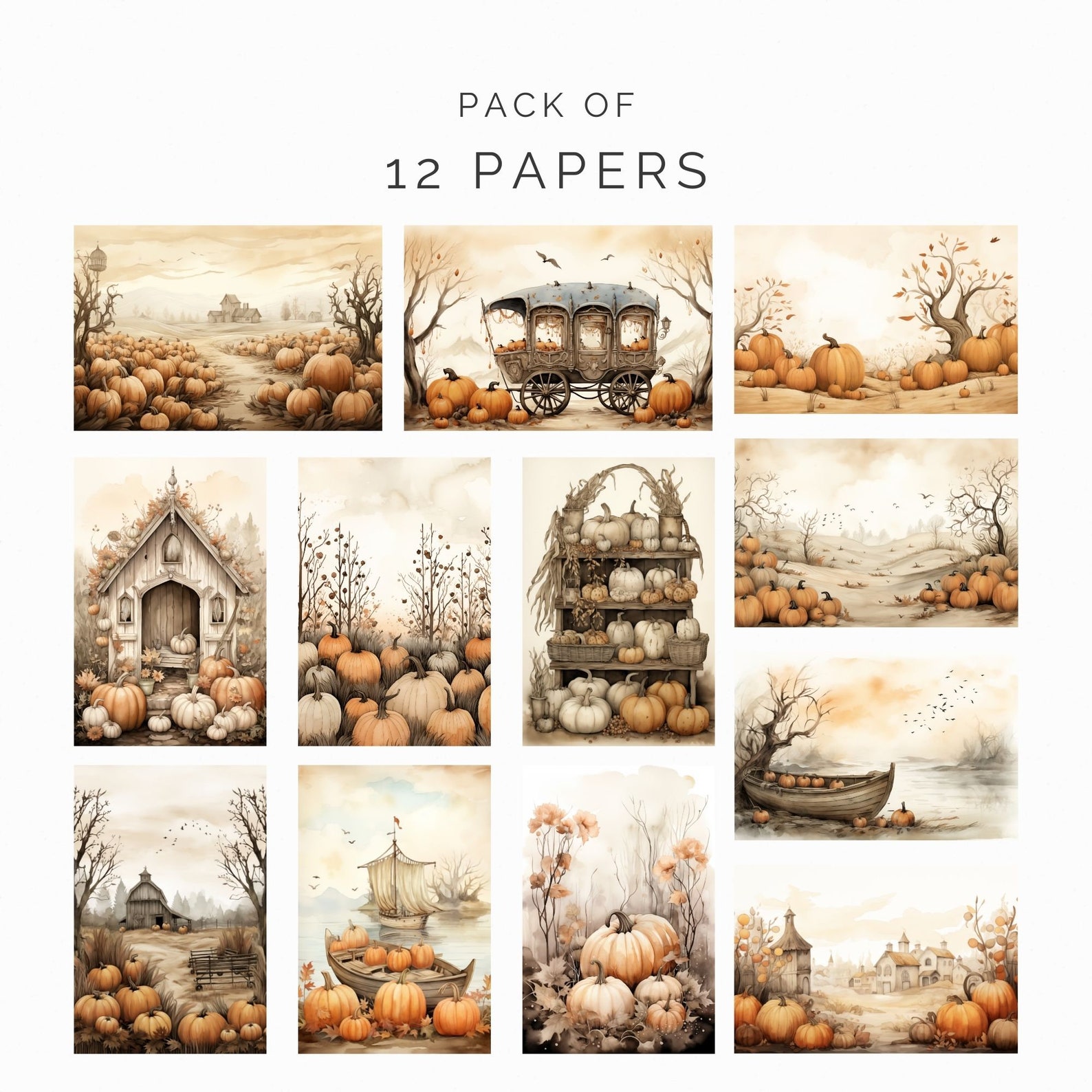 Watercolor Pumpkin Paper Jpg, Haunted Halloween Background, Sweet ...