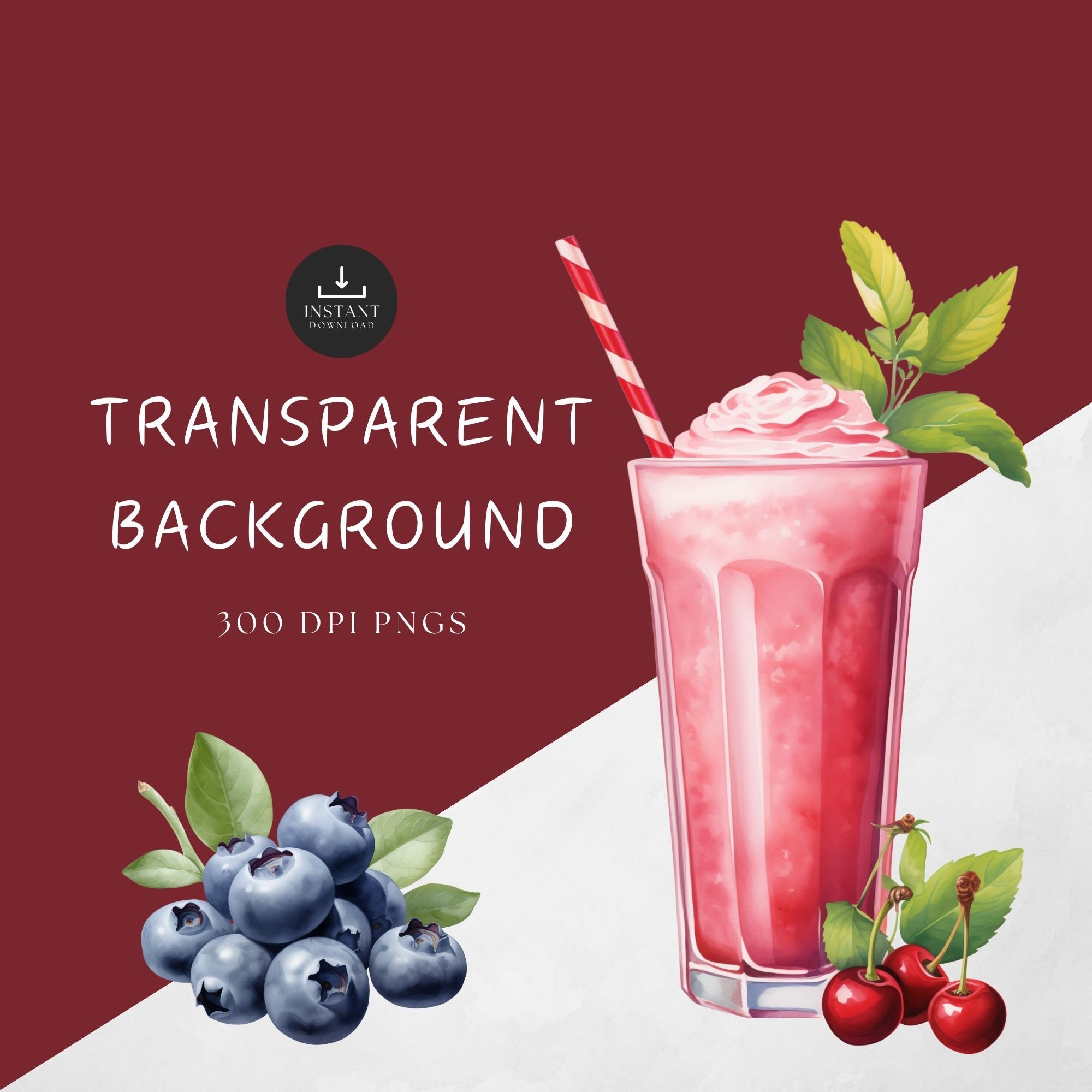 Forest Fruit Clipart Smoothie Watercolor Image PNG Blackberries ...