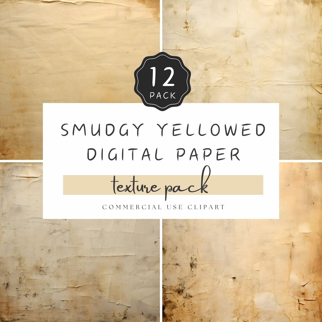 Smudgy Yellowed Paper Texture Pack, Vintage Background Digital Paper ...